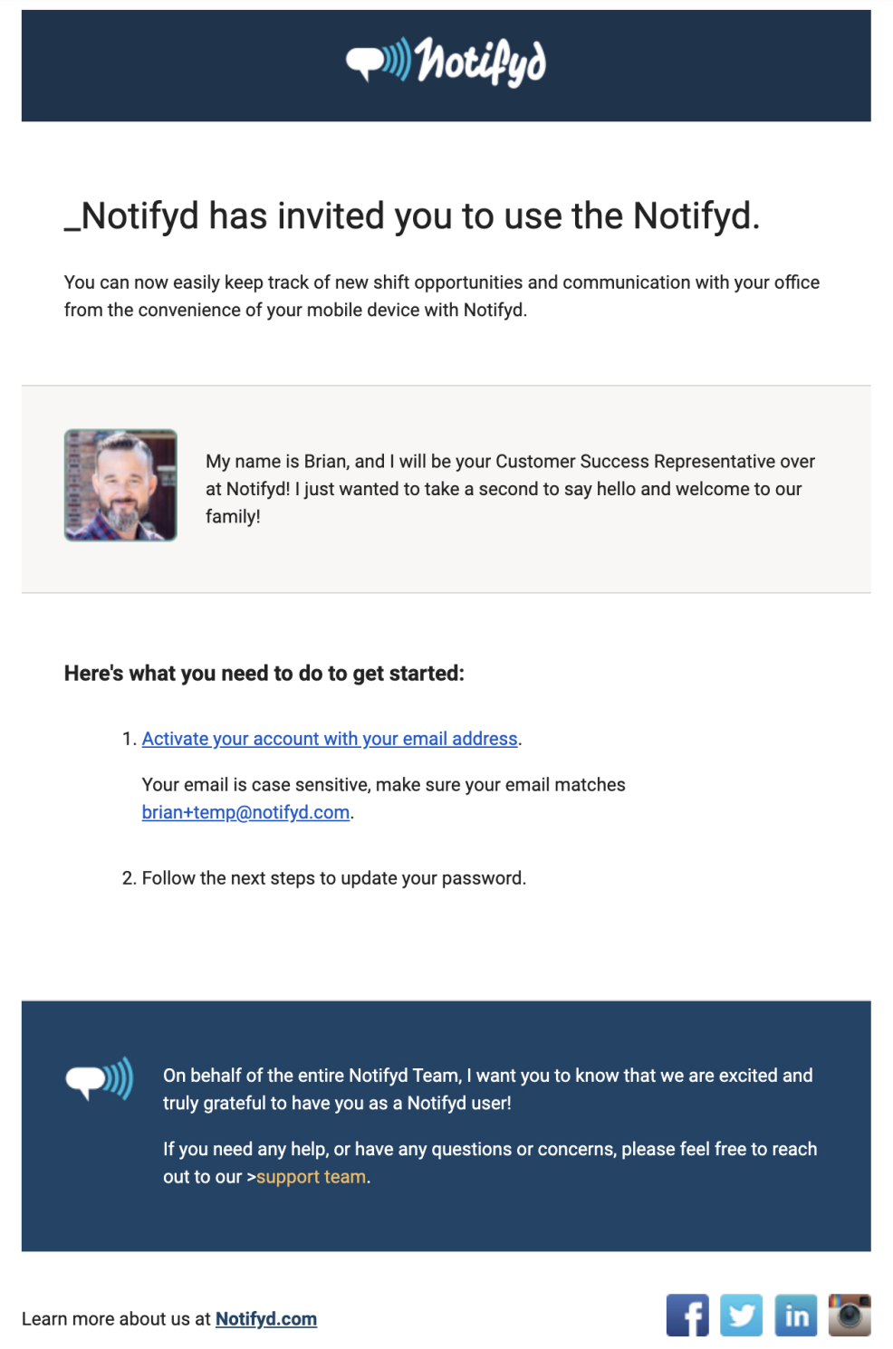 I don't see the Notifyd invitation, what do I do? – Notifyd
